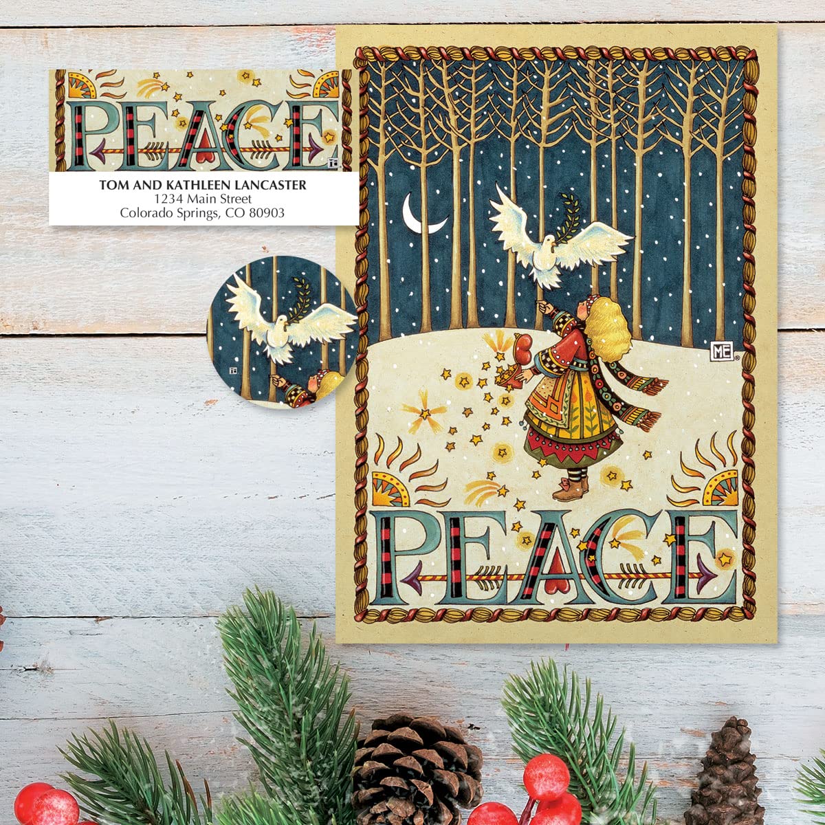 Current Peace Dove Christmas Greeting Cards Set © Mary Engelbreit - Set of 18 Large 5 x 7-Inch Folded Cards, Themed Religious Holiday Card Value Pack, Envelopes Included