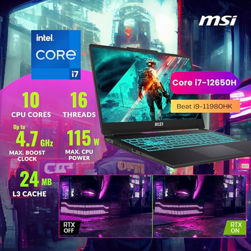 MSI Cyborg Gaming Laptop, 15.6" 144Hz FHD Display, Core i7-12650H(Beat i9-11980HK, 10 Cores, 16 Threads), GeForce RTX 4060, 64GB DDR5 RAM - 4TB SSD, Backlit Keyboard, RJ45, Windows 11 Pro, Black