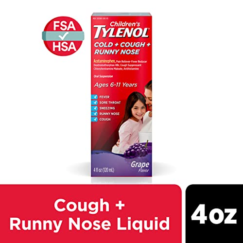 Tylenol Children's Cold + Cough + Runny Nose Oral Suspension, Grape, 4 Fl. Oz