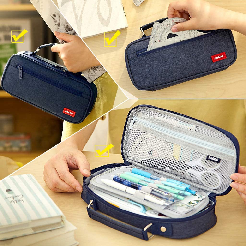 Pen case Pencil case Large capacity Fashionable Pencil case Boys Girls Elementary school students Junior high school students High school students University students For working adults (grey)