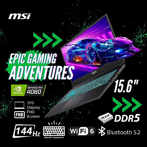 MSI Cyborg Gaming Laptop, 15.6" 144Hz FHD Display, Core i7-12650H(Beat i9-11980HK, 10 Cores, 16 Threads), GeForce RTX 4060, 64GB DDR5 RAM - 4TB SSD, Backlit Keyboard, RJ45, Windows 11 Pro, Black