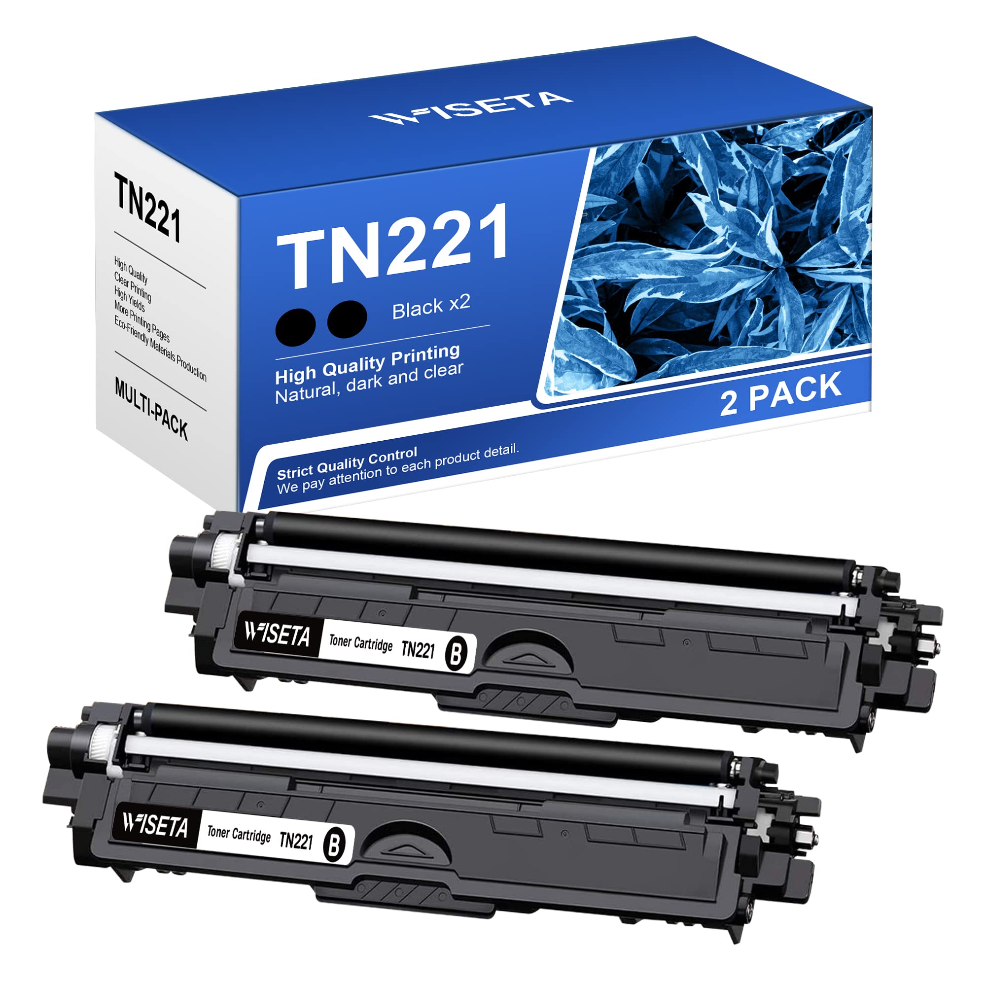 WISETA High Yield Toner Cartridge, TN221BK, Replacement Black Toner, Page Yield Upto 3,500 Pages, Replenishment Cartridge, TN221