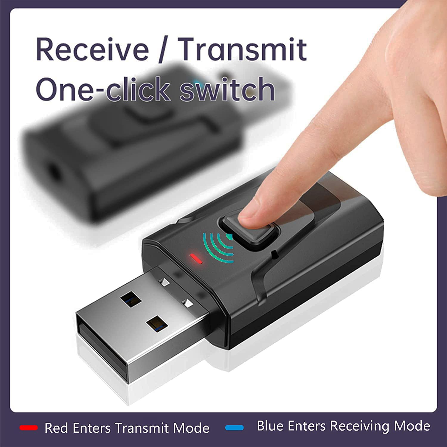 SHANFEILU USB BT 5.0 Adapter 4-in-1 Wireless Stereo Audio Transmitter Receiver Adapter with 3.5mm AUX for Car Aux PC TV Speaker Home Audio System