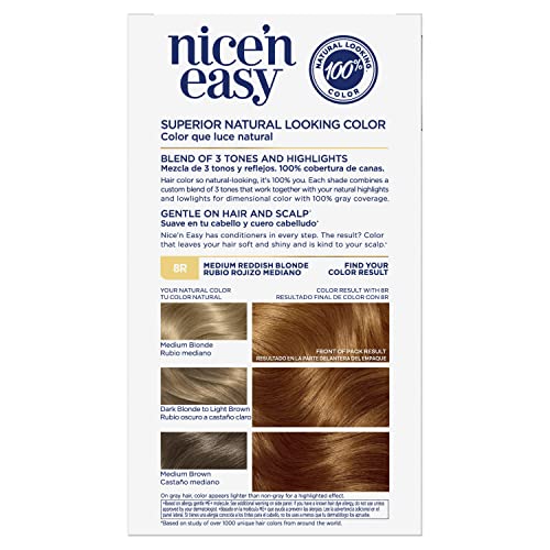 Clairol Nice'n Easy Permanent Hair Dye, 8R Medium Reddish Blonde Hair Color, Pack of 1