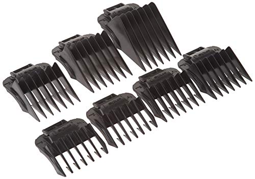 Andis 01380 7pc Snap-On Comb Set, Blade Attachments For MBA, ML And SM Model Trimmers, Black