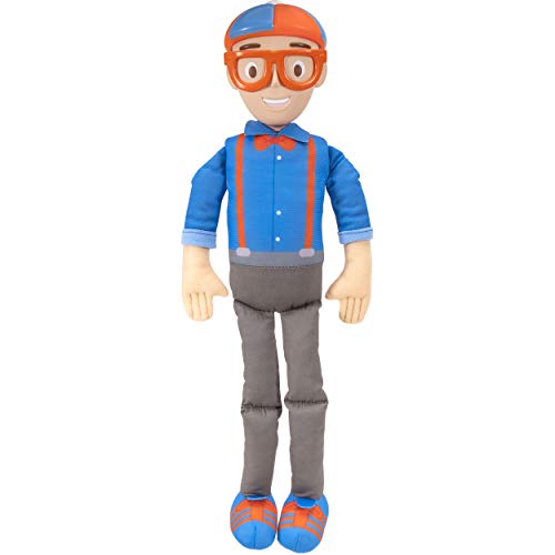 Blippi Bendable Plush Doll, 16â Tall Featuring SFX - Squeeze The Belly to Hear Classic catchphrases - Fun, Educational Toys for Babies, Toddlers, and Young Kids