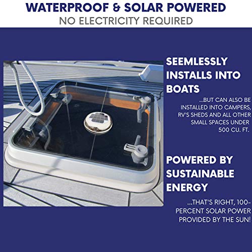 Dual Function Solar Powered Vent/Fan with Back up Battery for Boats, RV’s and Sheds (9 x 9 x 4.75 in.) Dual Function - Solar Vent/Fan with No Noise – Covers up to 500 Cu. Ft. - by Remington Solar