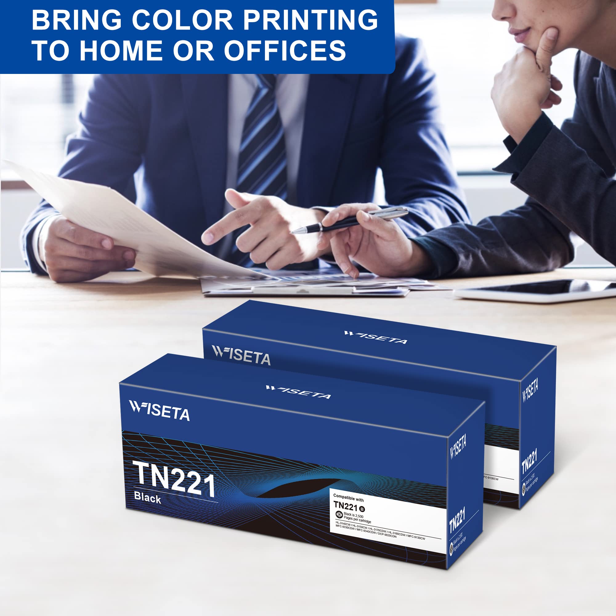 WISETA High Yield Toner Cartridge, TN221BK, Replacement Black Toner, Page Yield Upto 3,500 Pages, Replenishment Cartridge, TN221