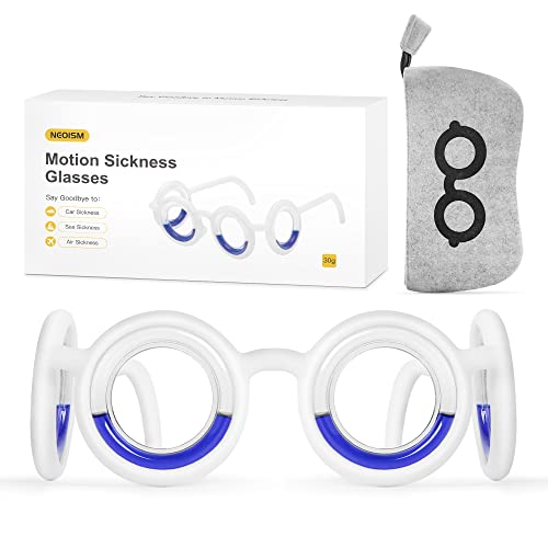 NEOISM Anti Motion Sickness Glasses Relieve Carsickness Airsickness Seasickness Glasses Ultra Light Portable Nausea Relief Glasses for Sport Travel No Lens Liquid Glasses for Adults or Kids