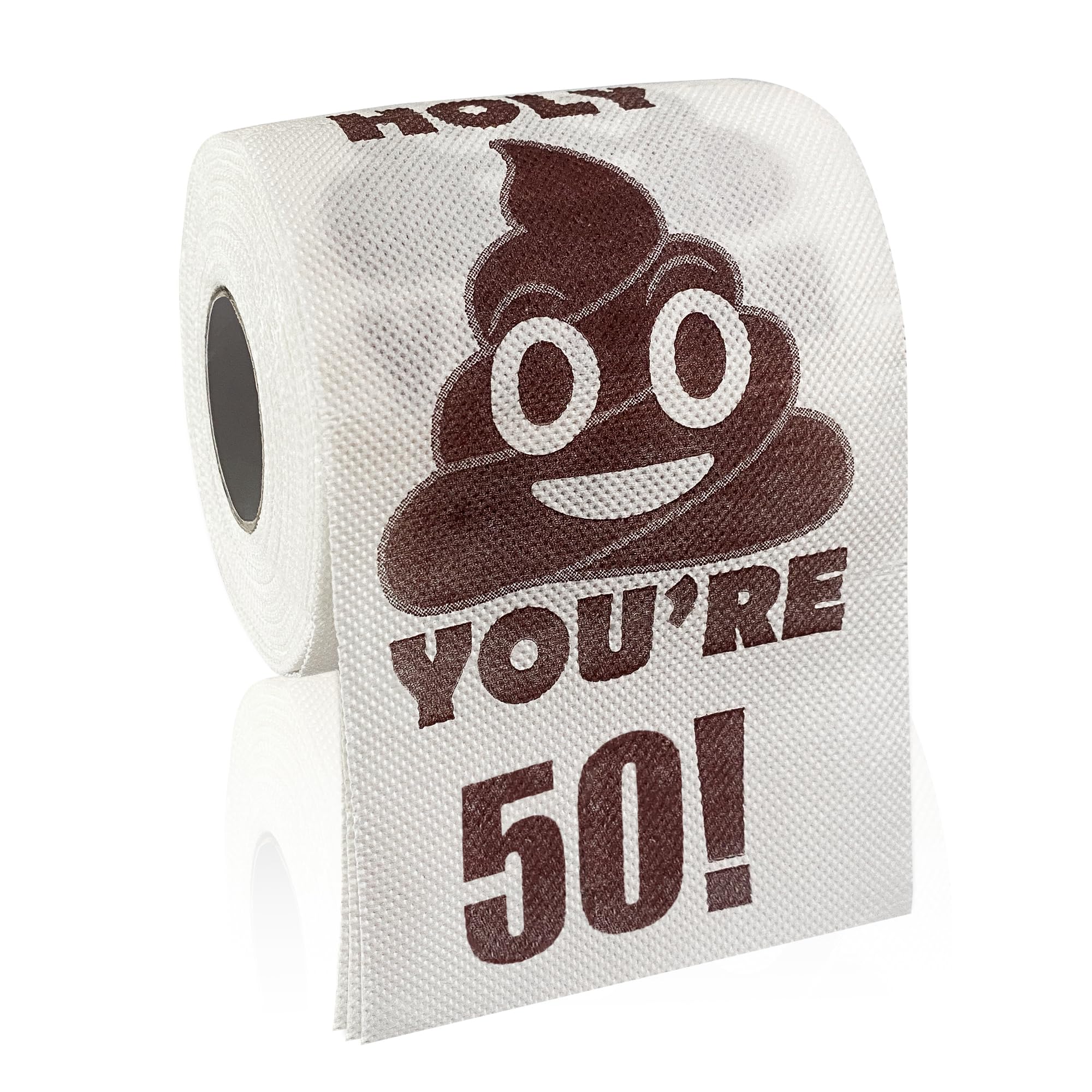 Happy 50th Birthday Gifts, 3-Ply Funny Toilet Paper Roll, Holy Poop You're 50 Printed Toilet Paper Gag Gift, Pranks & Surprises Bathroom Decor for Boys Son and Girls, Cheers to 50 Bday Party Supplies