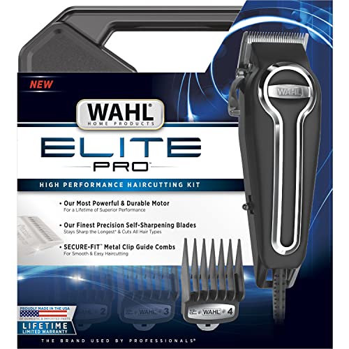 Wahl USA Elite Pro High-Performance Corded Home Haircut & Grooming Kit for Men β Electric Hair Clipper β Model 79602