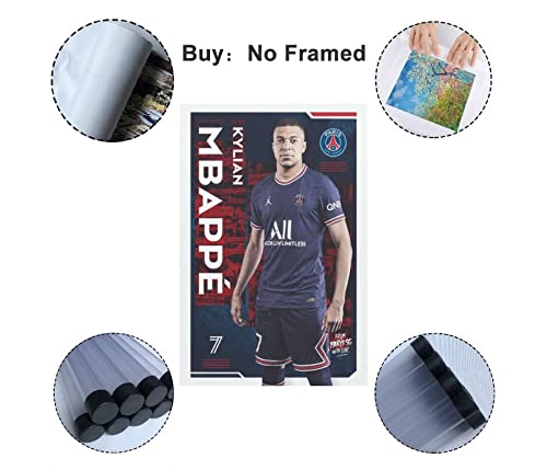 Kroity Paris Saint-Germain Football Stars Kylian Mbappe Poster Canvas Wall Art Room Decor (Unframed) 12in×18in (Mbappe), White