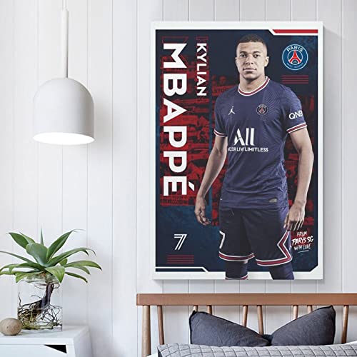 Kroity Paris Saint-Germain Football Stars Kylian Mbappe Poster Canvas Wall Art Room Decor (Unframed) 12in×18in (Mbappe), White