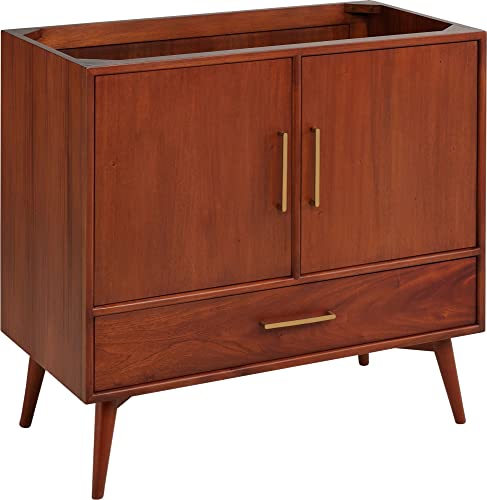 Signature Hardware 953364-36-RUMB-8 Novak 36" Free Standing Single Vanity Set with Mahogany Cabinet, Vanity Top and Rectangular Undermount Vitreous China Sink - 8" Faucet Holes