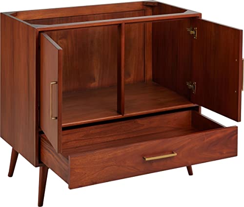 Signature Hardware 953364-36-RUMB-8 Novak 36" Free Standing Single Vanity Set with Mahogany Cabinet, Vanity Top and Rectangular Undermount Vitreous China Sink - 8" Faucet Holes