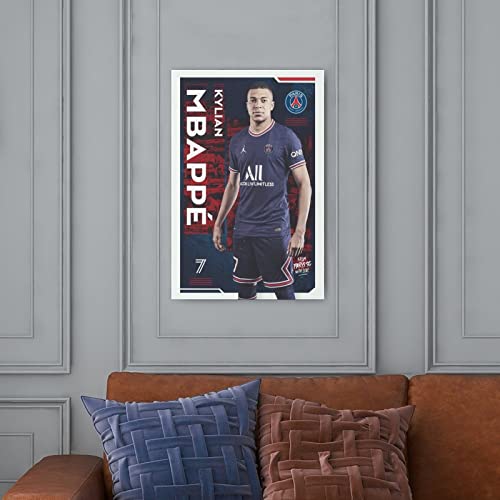 Kroity Paris Saint-Germain Football Stars Kylian Mbappe Poster Canvas Wall Art Room Decor (Unframed) 12in×18in (Mbappe), White