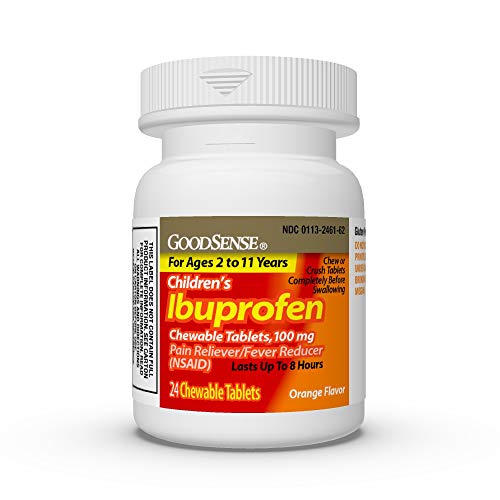 GoodSense Children's Ibuprofen Chewable Tablets, 100 mg, Orange Flavor, Pain Reliever and Fever Reducer, 24 Count
