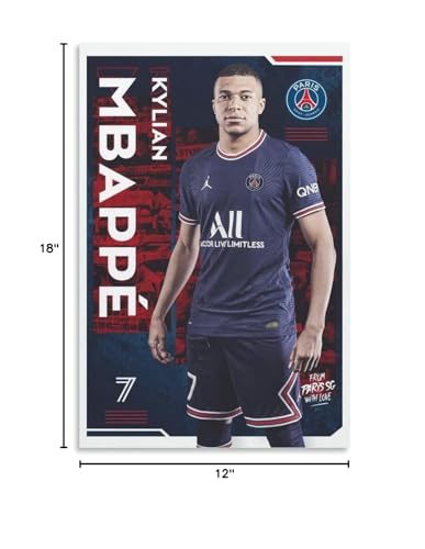 Kroity Paris Saint-Germain Football Stars Kylian Mbappe Poster Canvas Wall Art Room Decor (Unframed) 12in×18in (Mbappe), White