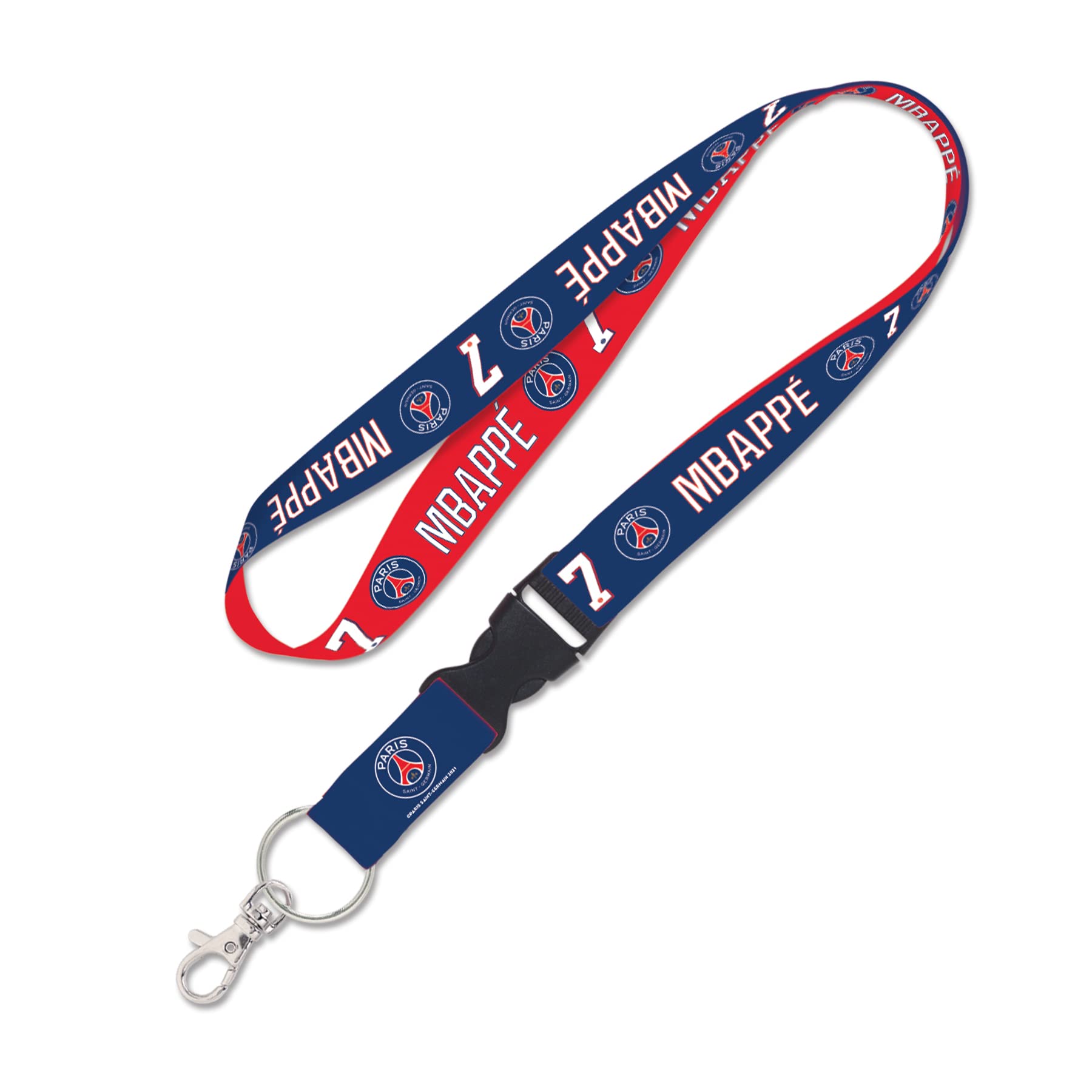 Kylian Mbappe Lanyard | PSG Paris St Germain Soccer Team | Official Licensed Product, Red, 20 inch neckstrap