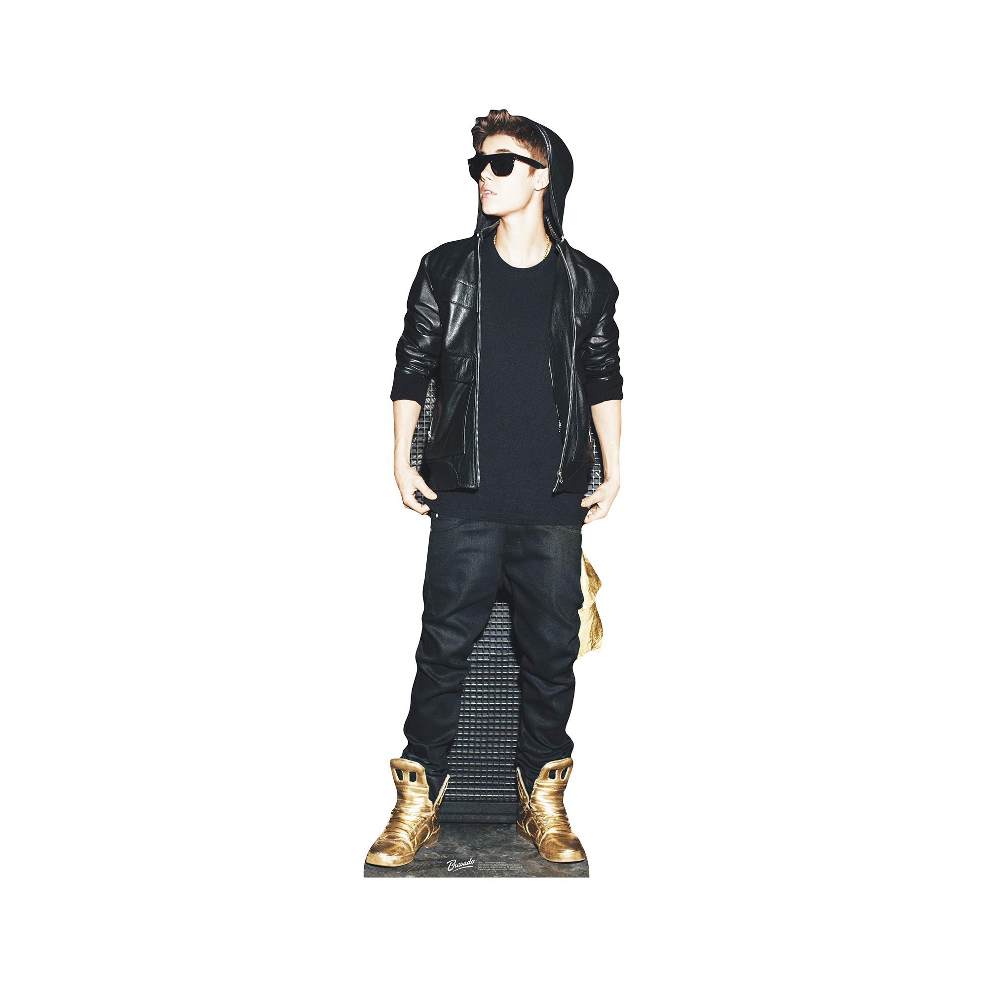 STAR CUTOUTS, Justin Bieber Gold Shoes, Cardboard Cutout Stand-Up, Celebrity Life-Size Stand-in - 74" x 24"