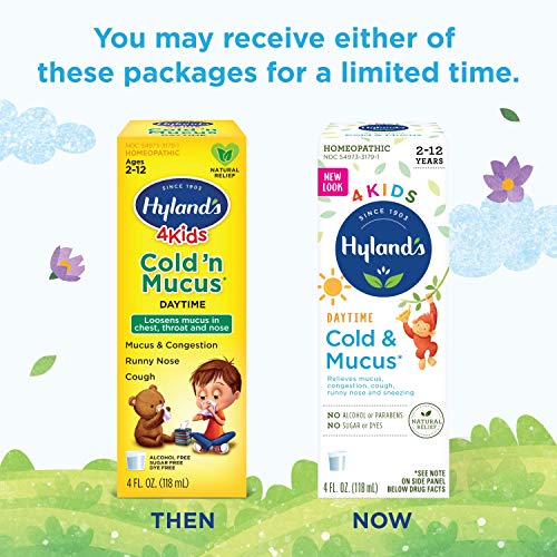 Cold Medicine for Kids Ages 2+ by Hyland's, Cold 'n Mucus Relief Liquid, Natural Relief of Mucus & Congestion, Runny Nose, Cough, 4 Ounces