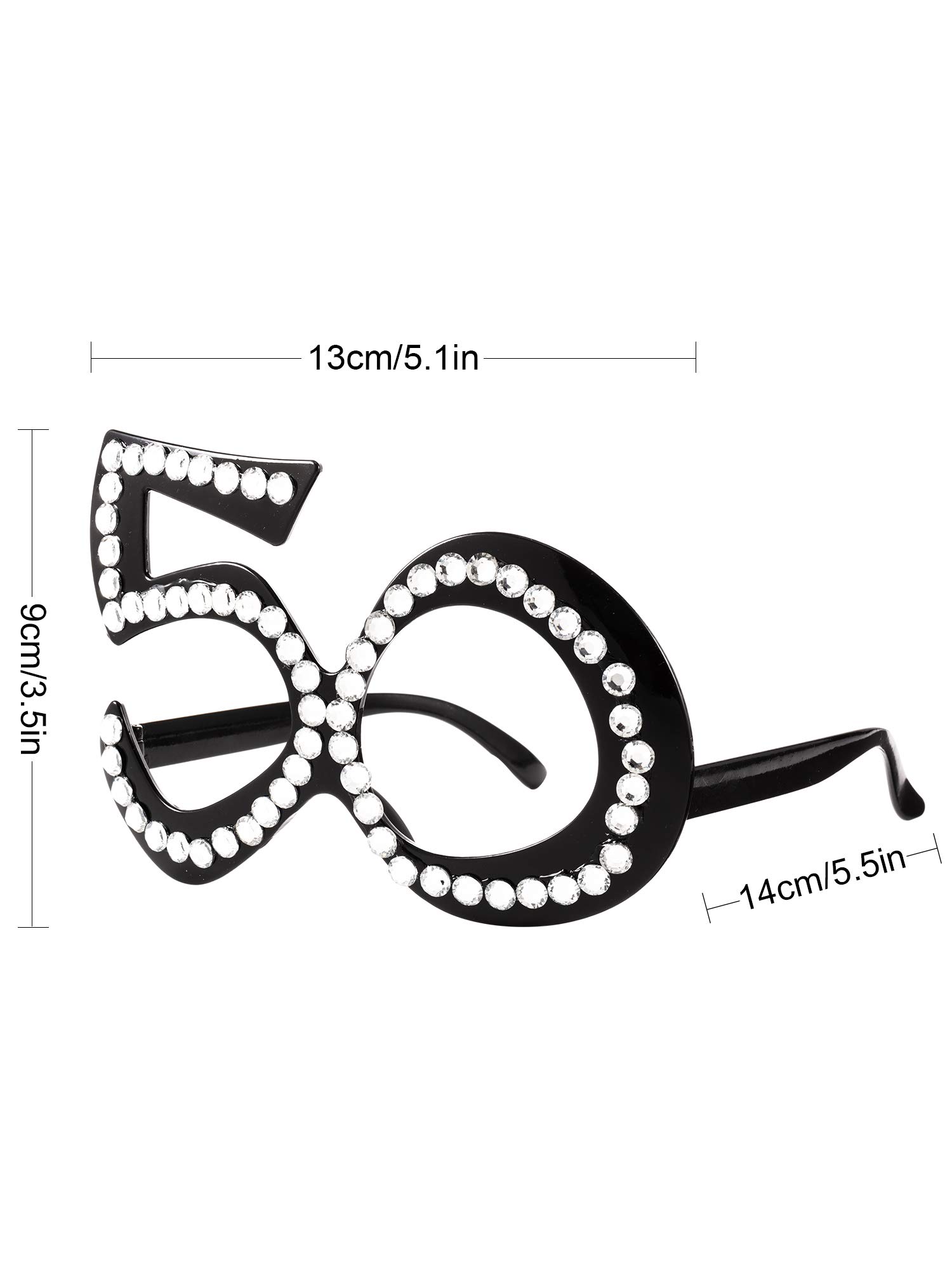 Frienda 9 Pairs 50th Birthday Glasses with Rhinestones Costume Sunglasses Novelty Eyewear Celebration Decoration(Black)
