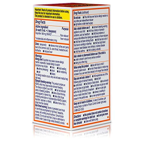 Children's Motrin Oral Suspension, Pain Relief, Ibuprofen, Berry Flavored, 1 Oz (Pack of 6)