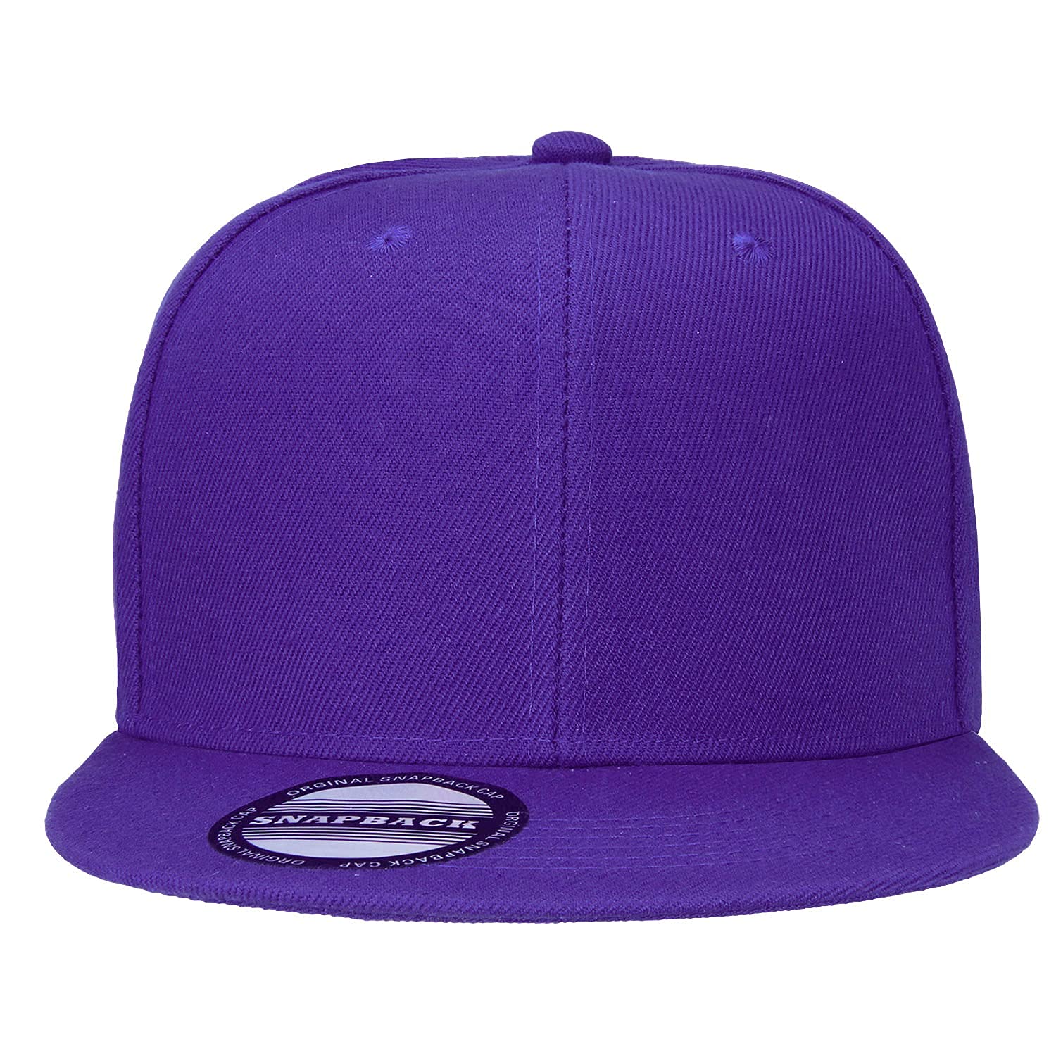 Falari Snapback Hat Cap Hip Hop Style Flat Bill Blank Solid Color Adjustable Size G201-26-Purple