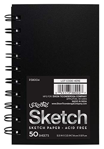 UCreate Mini Poly Cover Sketch Book, Heavyweight, 5.5" x 3.5", 50 Sheets, 6 Books