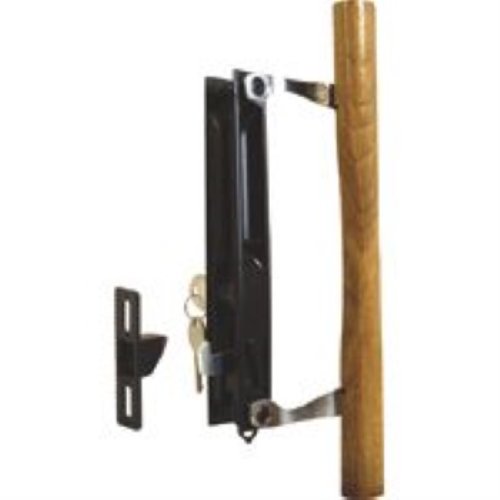 PRIME-LINE C 1032 Keyed Sliding Glass Door Handle Set & Prime-Line MP1034 Sliding Glass Door Pull, Wood Handle, Diecast Construction, Chrome, Pack of 1