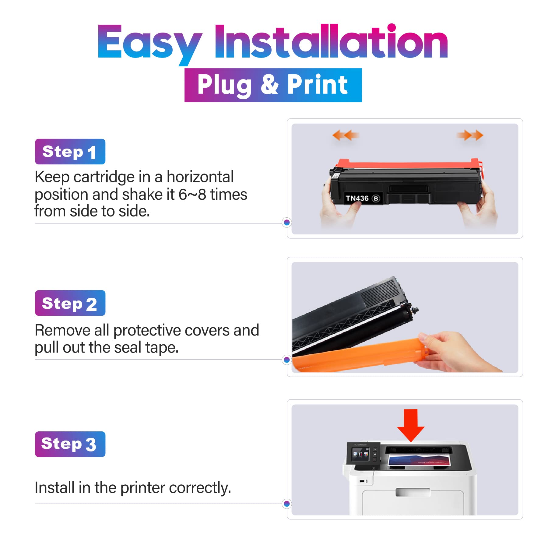 ONLYU Compatible Toner Cartridge Replacement for Brother TN436 TN433 TN431 Black Toner for HL-L8360CDW MFC-L8900CDW HL-L8260CDW HL-L8360CDWT MFCL8610CDW MFCL9570CDW DCP-L8410CDW Printer (2 Packs)