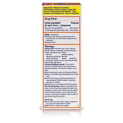 Children's Motrin Oral Suspension, Ibuprofen,Pain Relief, 4 Oz