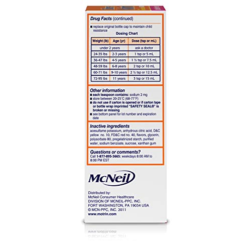 Children's Motrin Oral Suspension, Ibuprofen,Pain Relief, 4 Oz