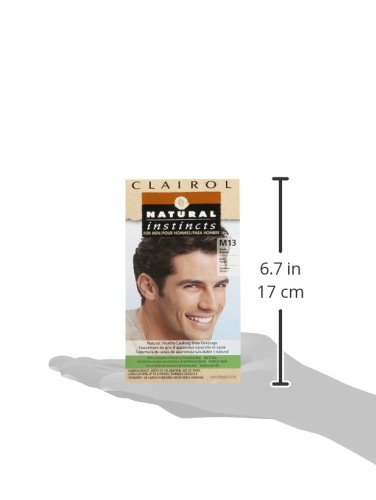 Clairol Natural Instincts Semi-Permanent Hair Dye for Men, M13 Dark Brown Color Hair Color, Pack of 3