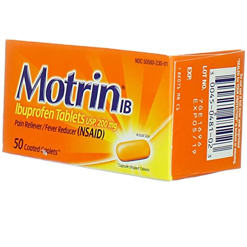 Motrin IB Ibuprofen Tablets, 200 Mg, 50 Count (Pack of 2)