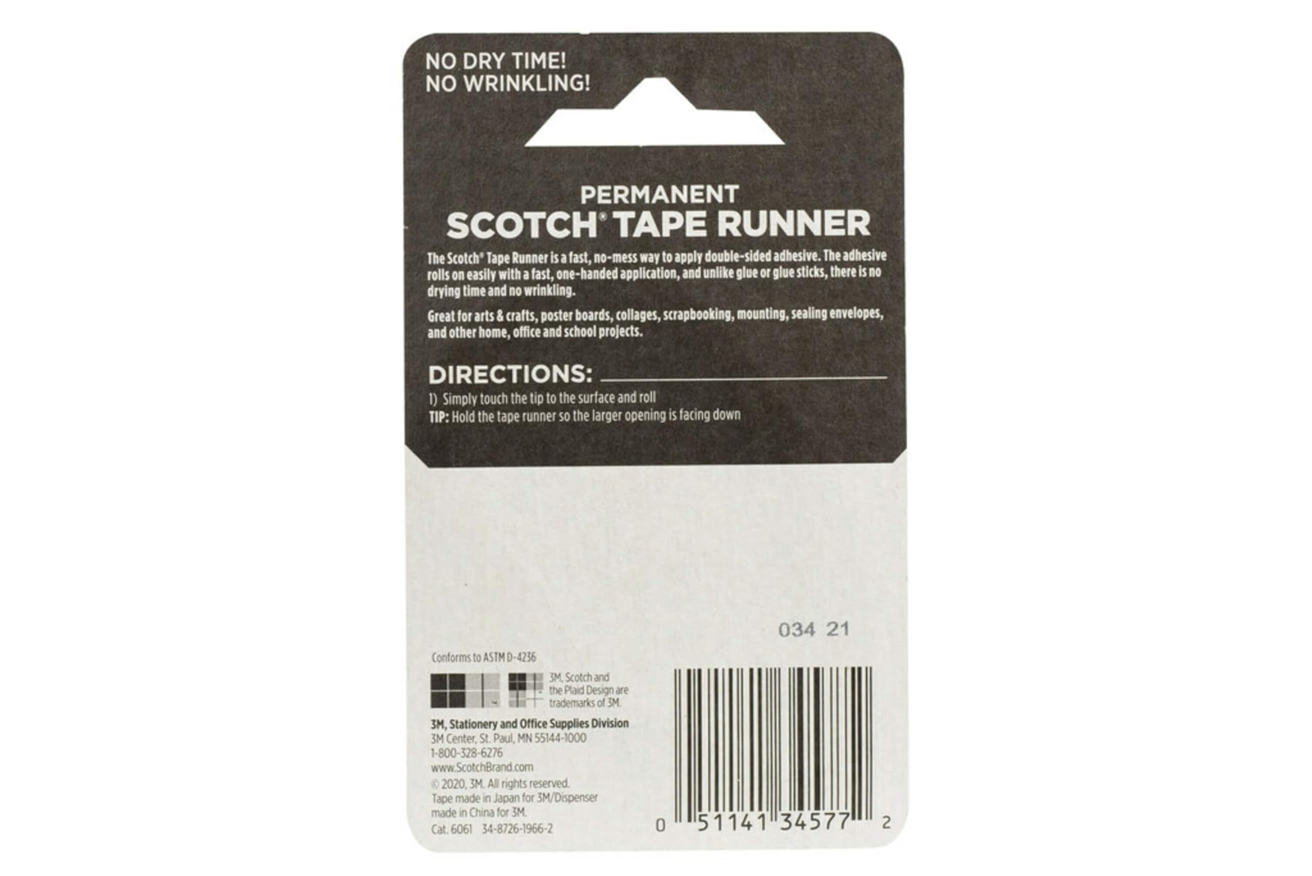 Scotch 3M Scotch Double Sided Adhesive Roller, 7 mm x 8 m, Red, 4 Pack