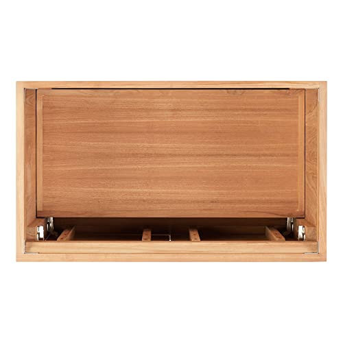 Signature Hardware 950706-36-RUMB-8 Aliso 36" Free Standing Single Basin Vanity Set with Teak Cabinet, Granite Vanity Top, and Rectangular Porcelain Undermount Sink
