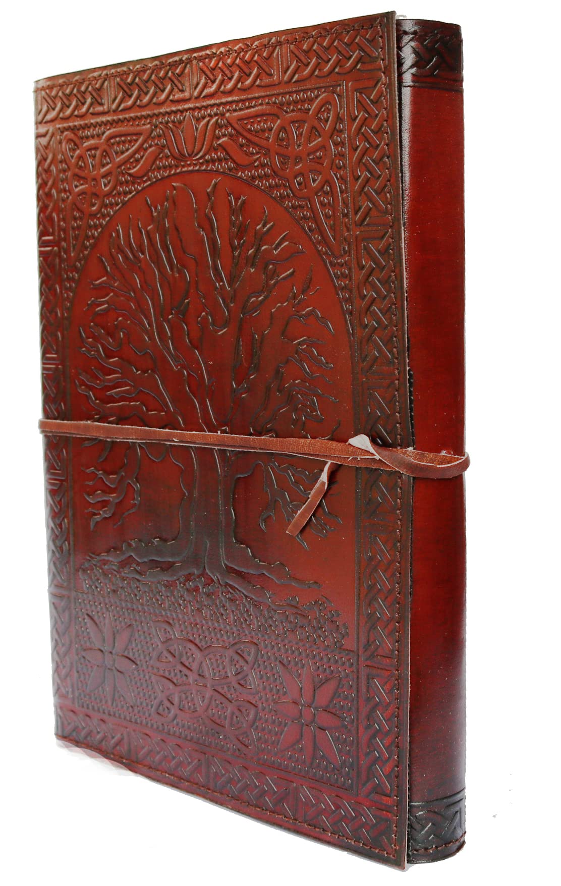 Jaald Handmade Large 10" Embossed Leather Journal Celtic Tree of Life Blank Personal Diary Notebook refillable Gift