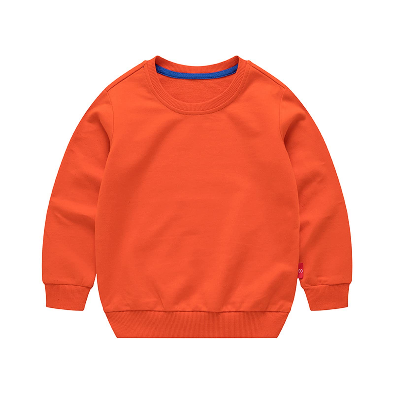 Kids Baby Boy Girl Crewneck Long Sleeve Pullover Tops Blouse Toddler Solid Cotton Sweatshirt T-Shirt for 1-8 Years (2 Pack(Orange+Gray),6 Years)