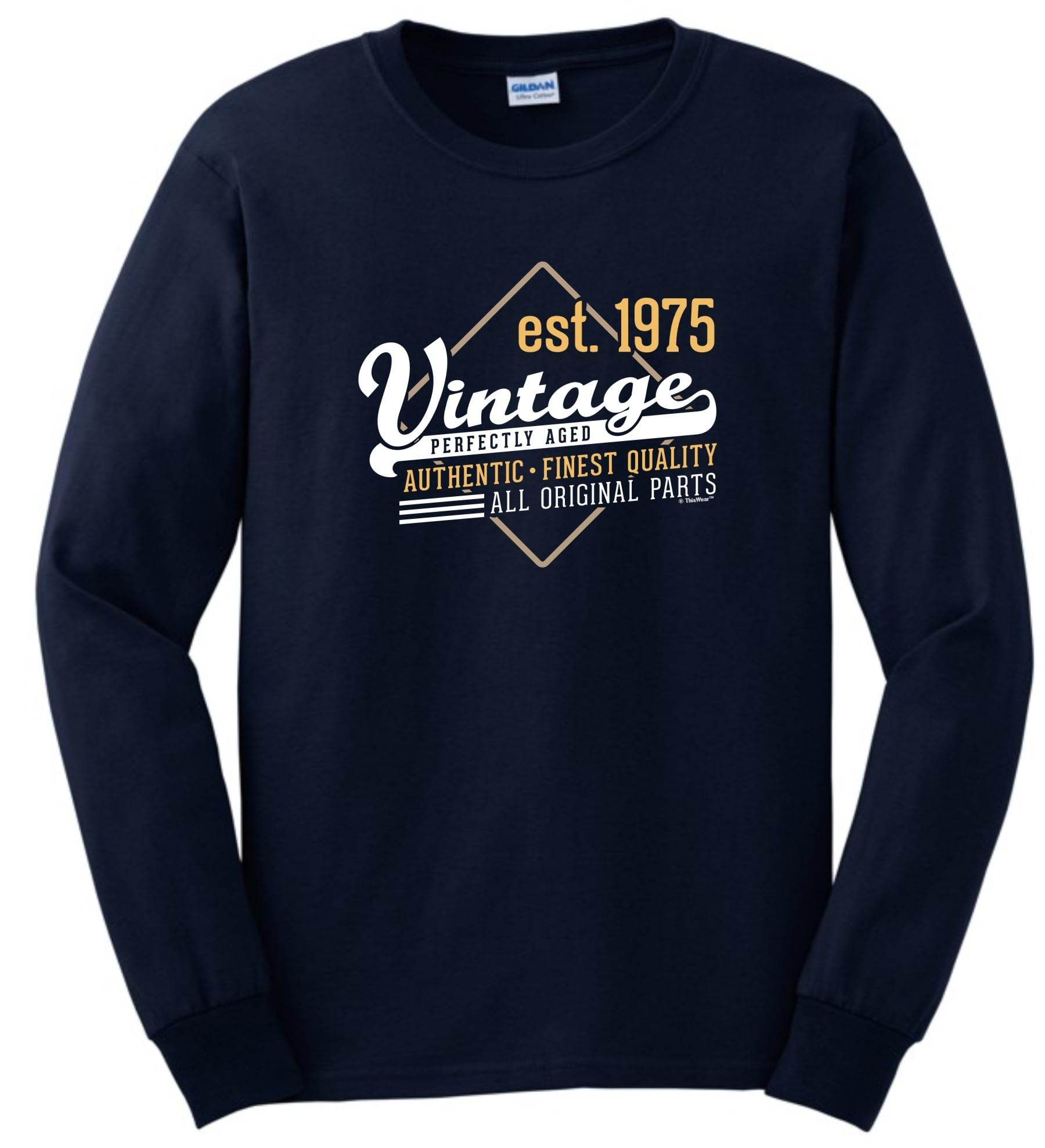 Birthday Gifts For All 50th Birthday Party Supplies 50th Est 1975 Vintage 50th Long Sleeve T-Shirt 3XL Navy