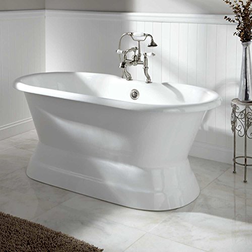 Signature Hardware 907547-66-RR Henley 66" Cast Iron Double-Ended Pedestal Tub with Rolled Rim
