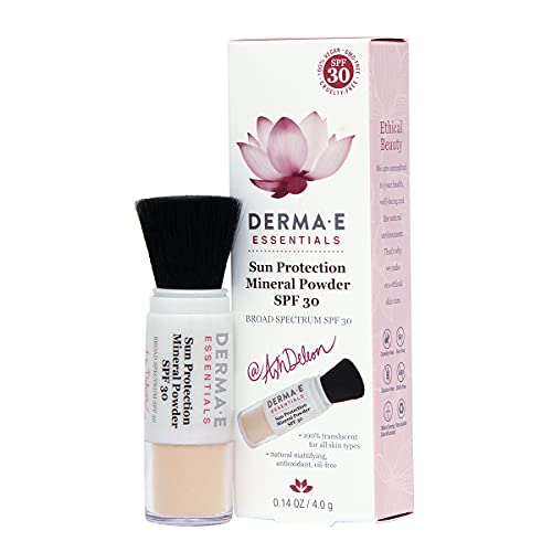 DERMA E Sun Protection Mineral Powder SPF 30 – All Natural Matte Face Powder Sunscreen – Non-Nano Zinc Oxide Powder Mineral Makeup with UVA/UVB Sun Protection, 0.14oz