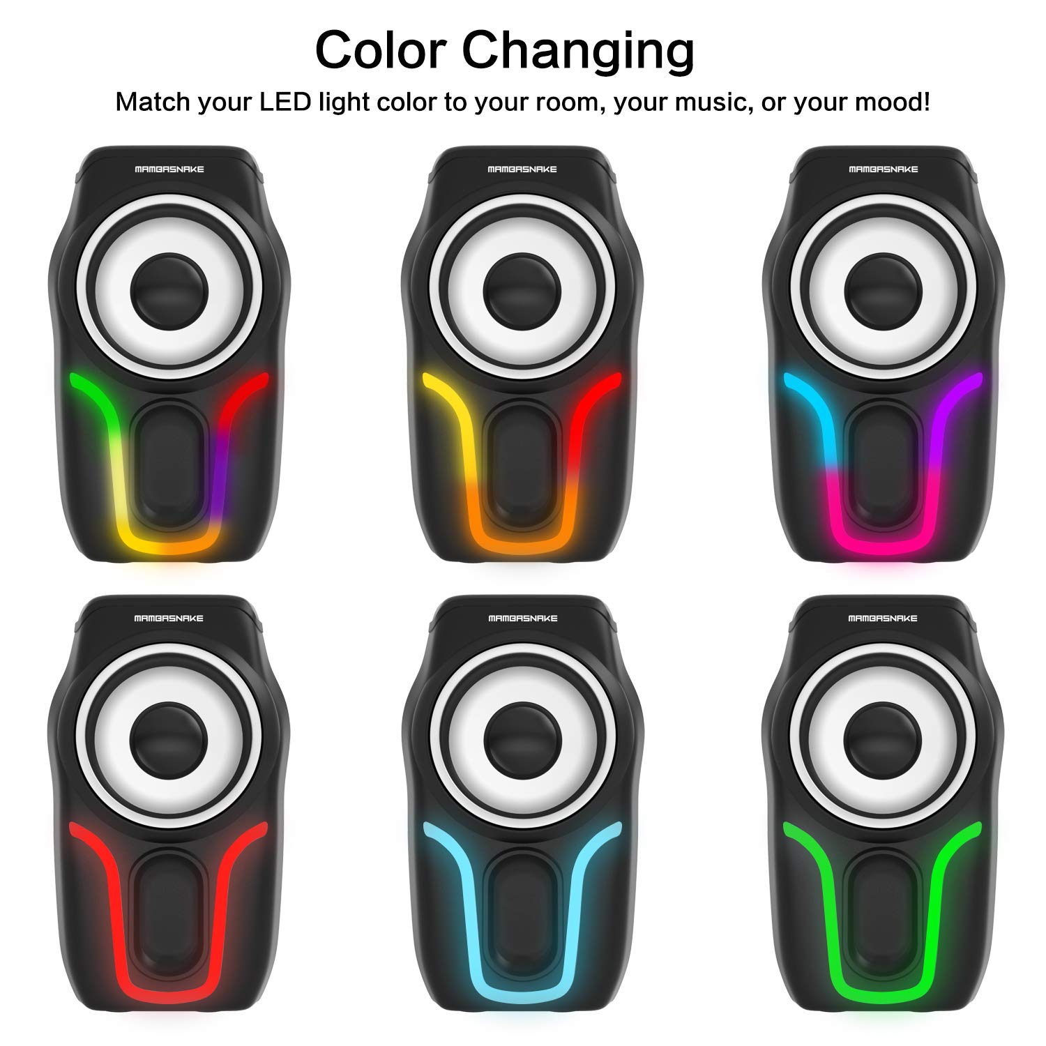 ZIYOU LANG Computer Speakers,2.0 Stereo Volume Control Gaming Speakers with Surround Sound,6 RGB LED Backlit Effect,USB Powered Wired Laptop Speakers with 3.5mm for Desktop Computer/PC/Laptops(Black)