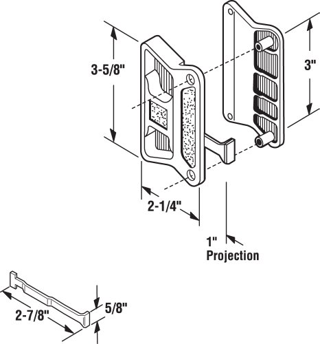 Prime-Line A 201 Sliding Screen Door Handle with Long Latch, Black