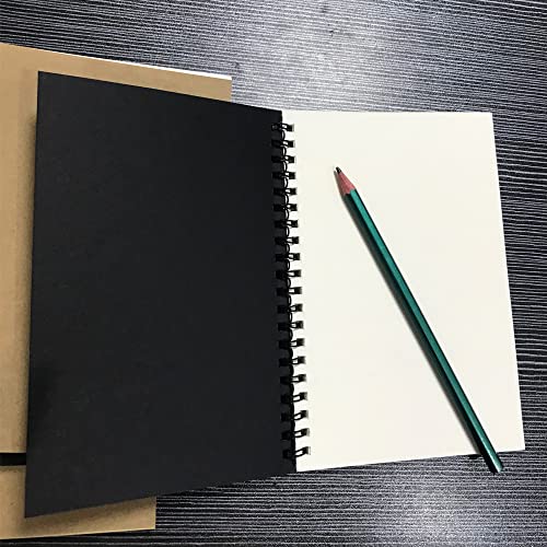 ZAYOIZY Spiral Bound Sketch Book Kraft Paper Sketch Pad Unlined Notebook, Wirebound Sketching Book/Pad for Drawing Painting