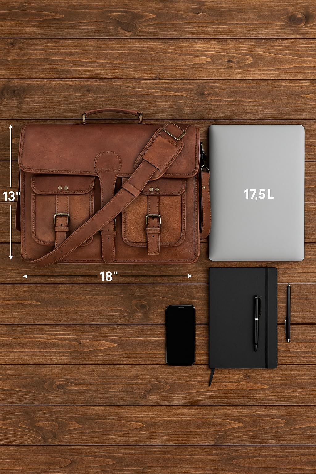 KPL 18 INCH Leather Briefcase Laptop Messenger bag best computer satchel Handmade Bags for men and women