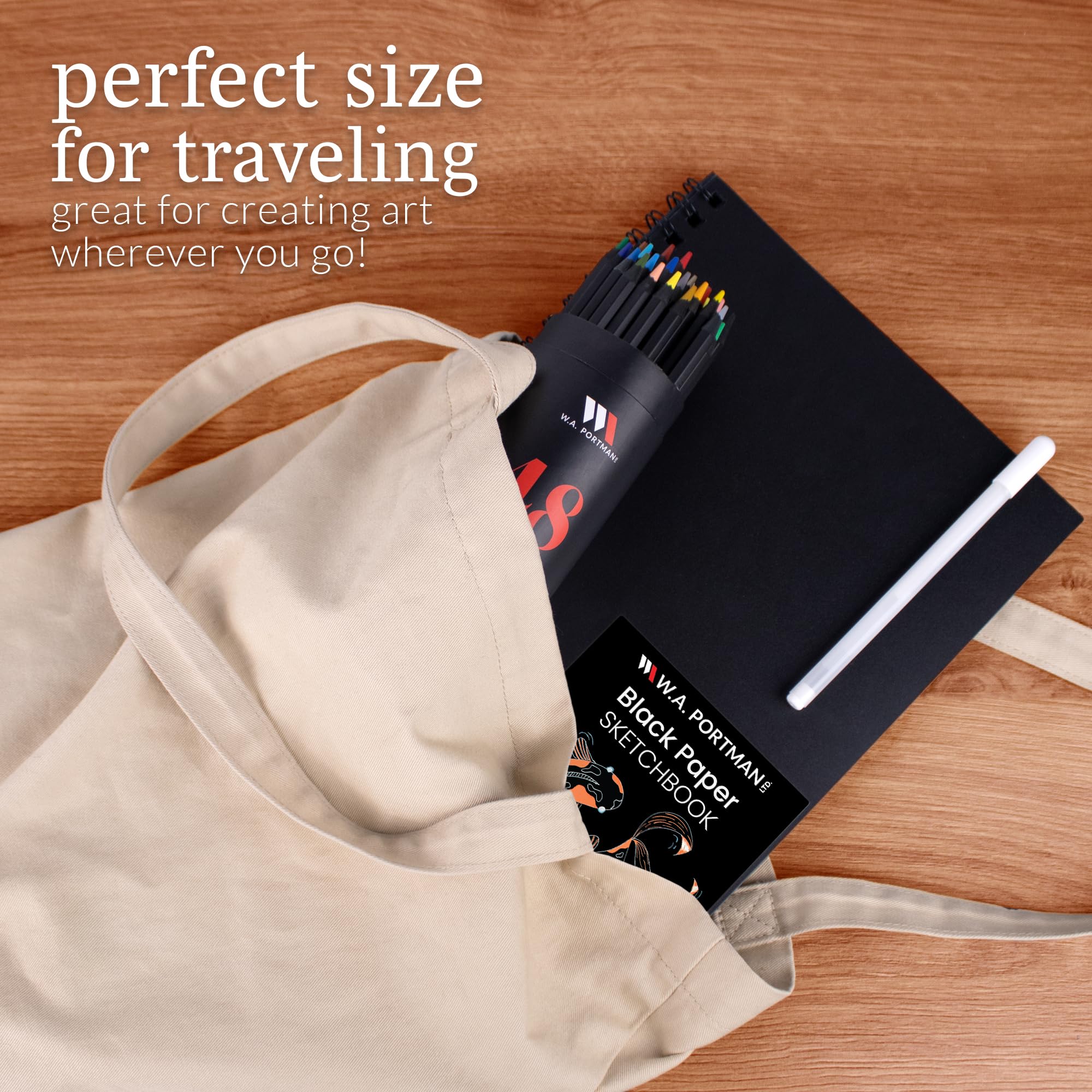 WA Portman Black Paper Sketchbook - A4 (8.3" x 11.7") Black Drawing Paper - 60 Pages (30 Sheets) Journal - Sketchbook Notebook for Gel Pens