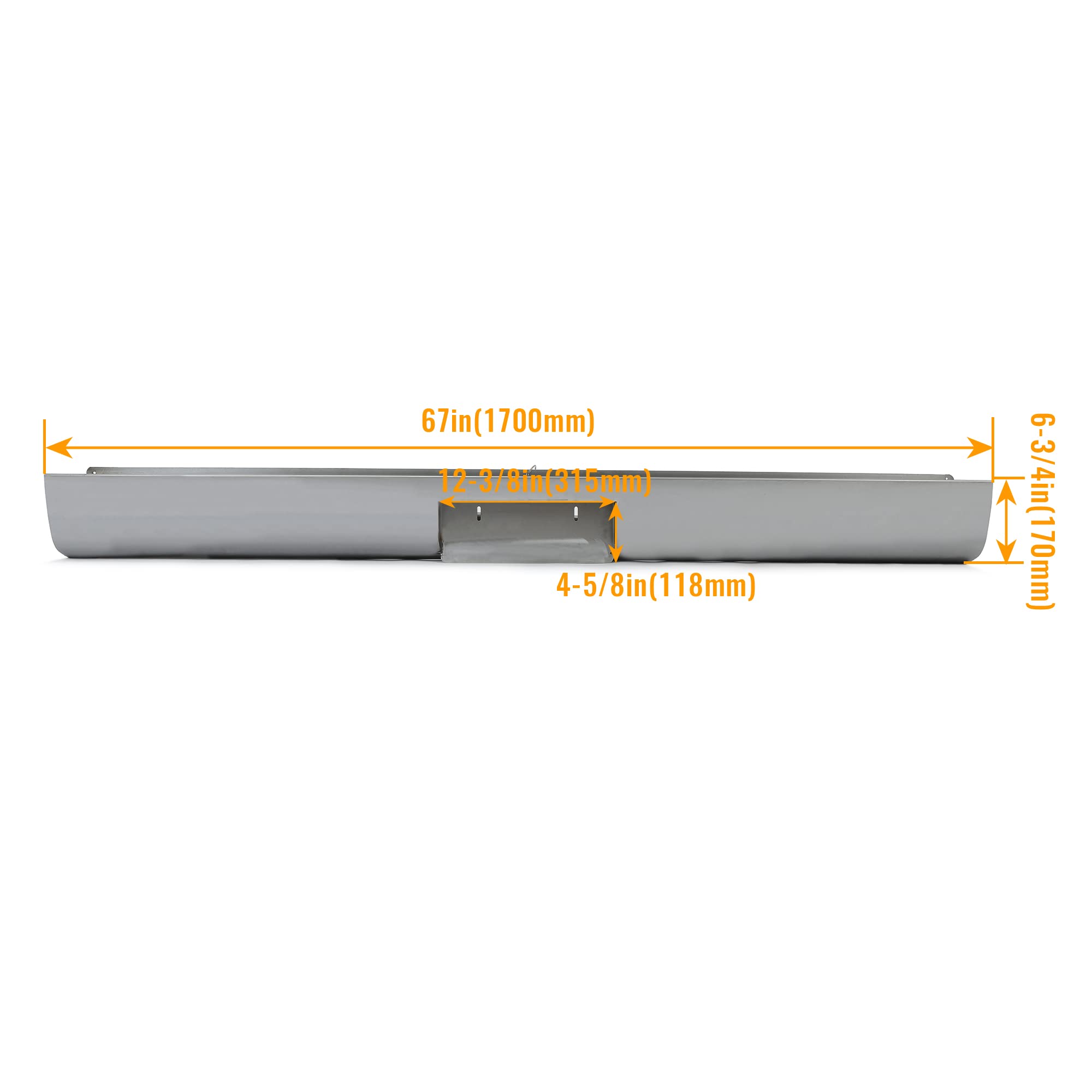 KUAFU Rear Bumper Roll Pan Compatible with 1967-1972 Ford F100 Fleetside Steel Rollpan w/License Plate Hole & LED Light