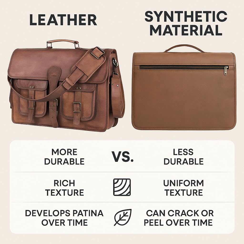 KPL 18 INCH Leather Briefcase Laptop Messenger bag best computer satchel Handmade Bags for men and women
