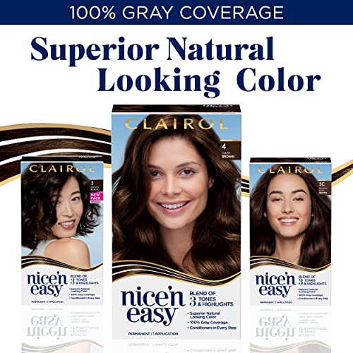 Clairol Nice'n Easy Permanent Hair Dye, 6 Light Brown Hair Color, Pack of 3